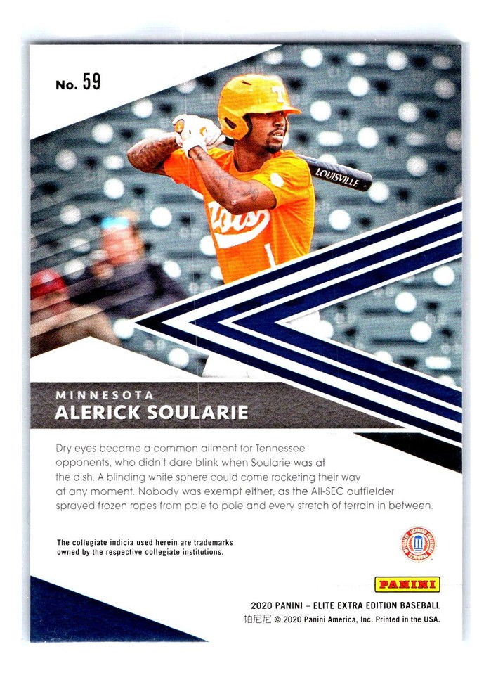 Alerick Soularie 2020 Panini Elite Extra /999 Edition #59 Minnesota ...