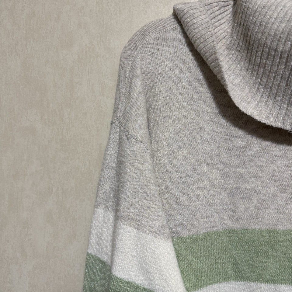 Rachel Zoe Womens L ? Beige Green Striped Stretch Cowl Neck Soft ...