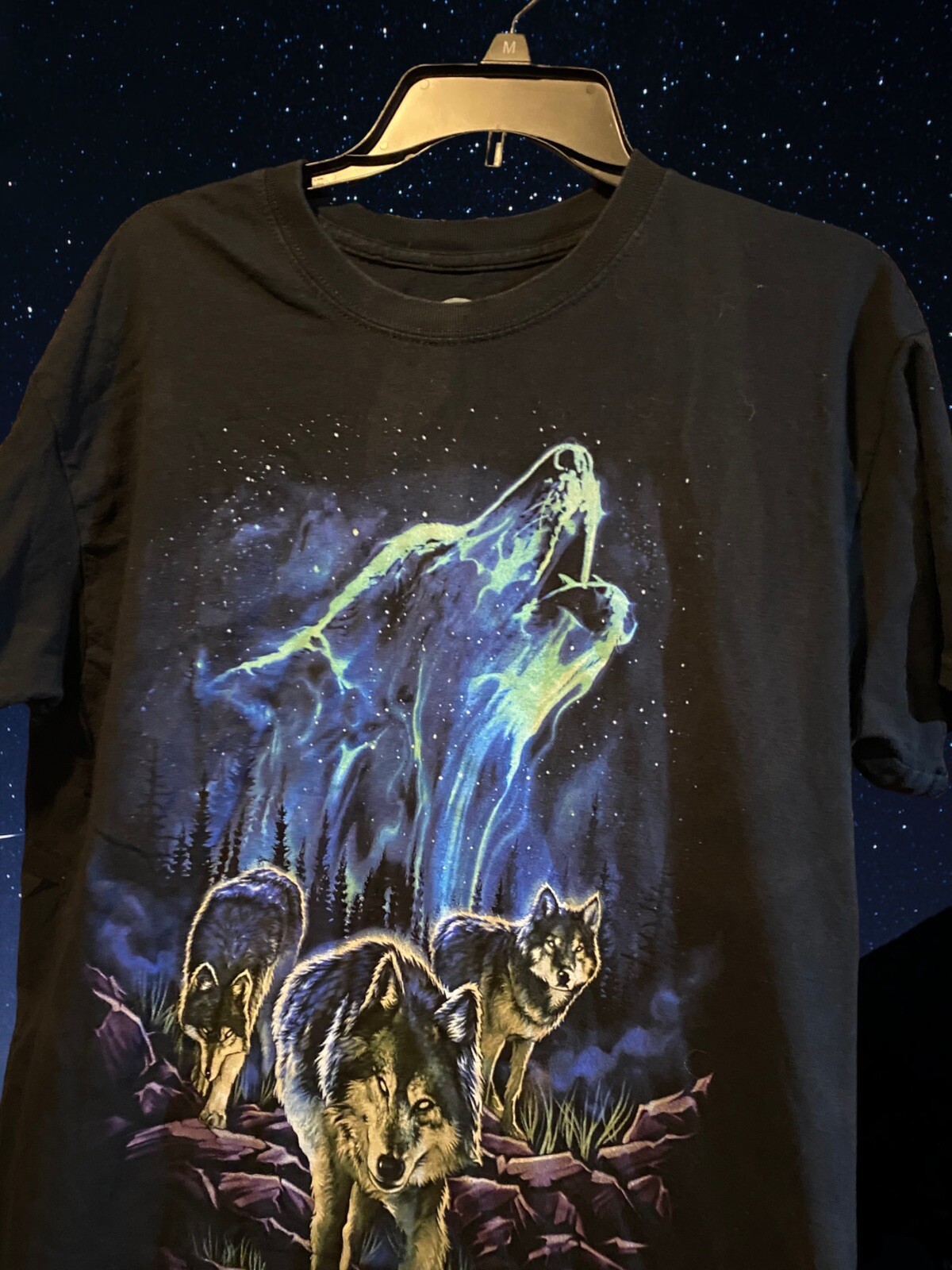 DOM Spirit Howling Wolf T Shirt Adult Size L Star Nig… - Gem