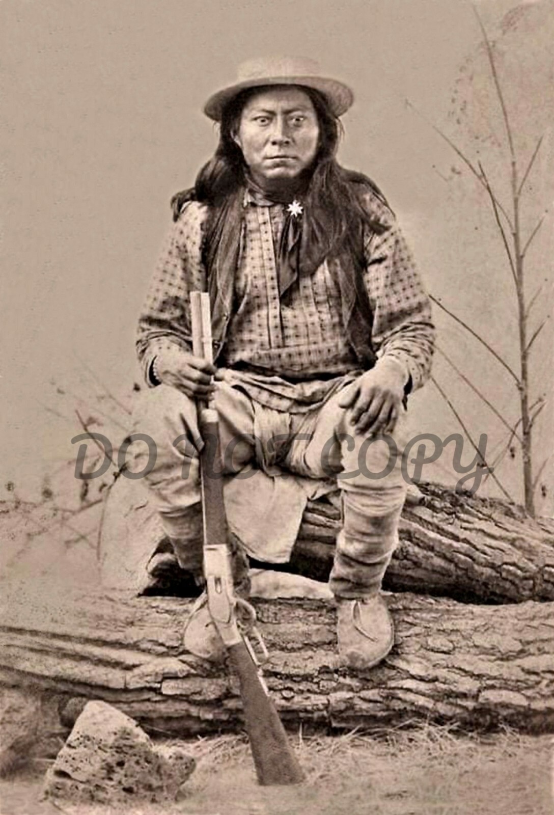 Antique Repro Photo Print Apache Indian Scout c.1880's Winchester 1873 ...