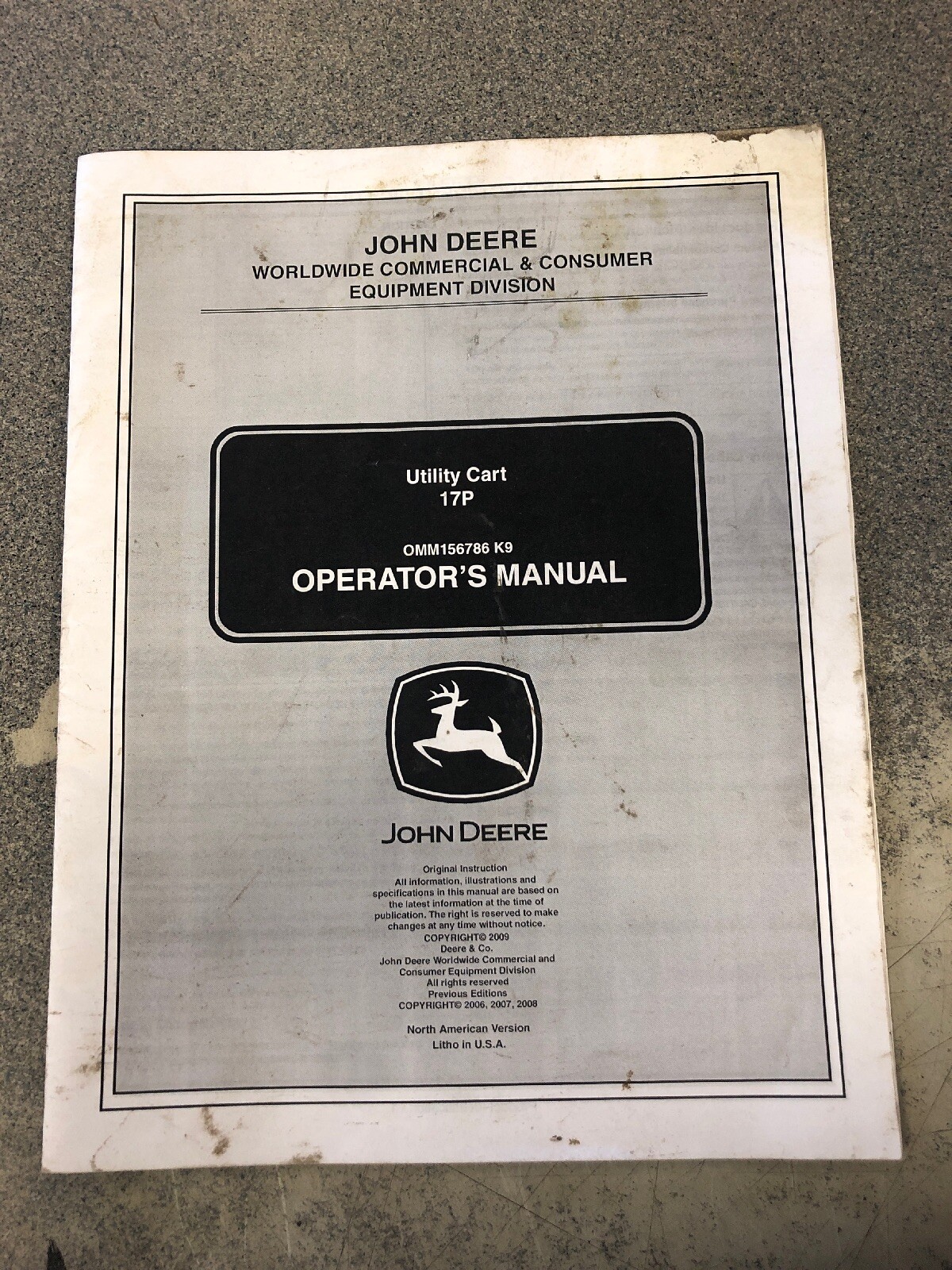 John Deere 17p Utility Cart Operator’s Manual | eBay