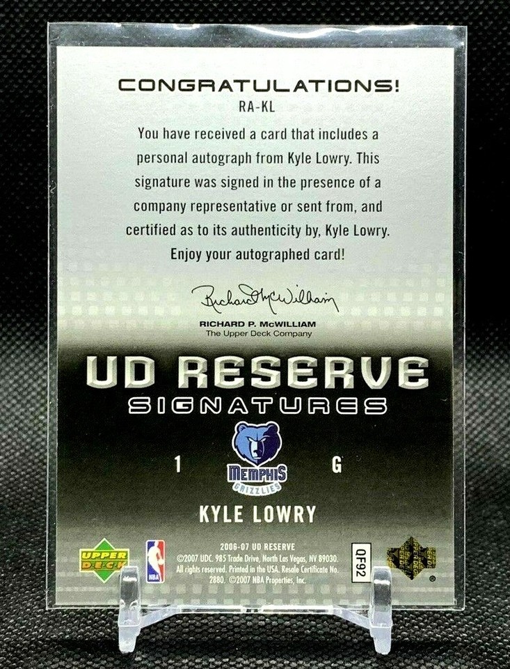 Kyle Lowry 2006-07 UD Reserve Signatures REF ROOKIE Autograph!Raptors ...