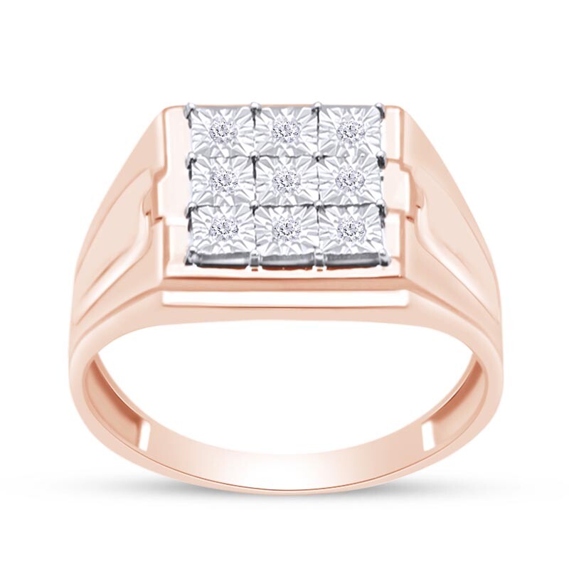 0.10 Cttw 10K Gold Miracle Plate Setting Natural Diamond Mens Wedding ...