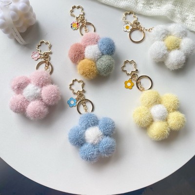 Stuff Plush Flower Keychain Sunflower Pendant Car Key Ring Plush Key ...