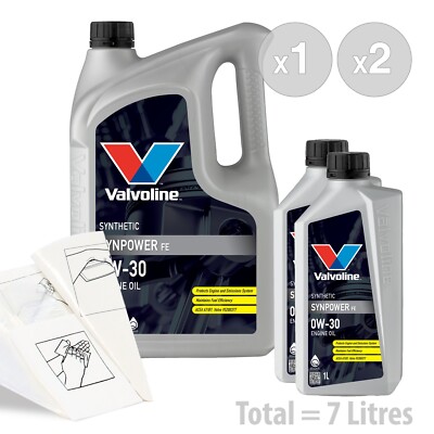 Valvoline SynPower FE 0w30 Car Engine Oil Service Kit / Pack 7 LITRES ...