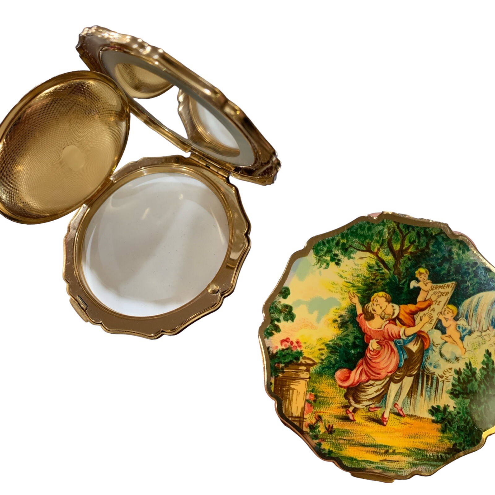 Vintage Stratton Victorian Scene Cupid Powder Compact made in England ...