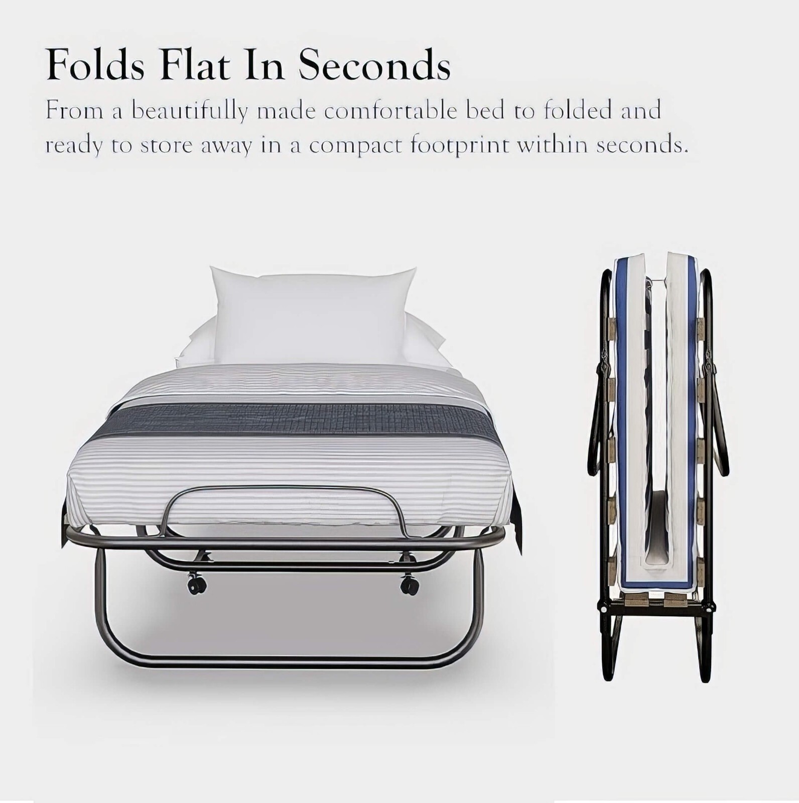 3FT SINGLE GUEST BED WITH MATTRESS STOCKHOLM COMPACT FOLDING BLACK ...