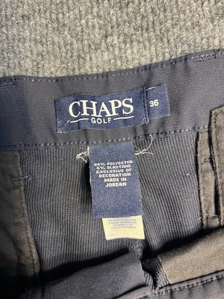 Chaps Golf Shorts Mens Sz 36 Black Flat Front Flex Quick Dry Stretch ...