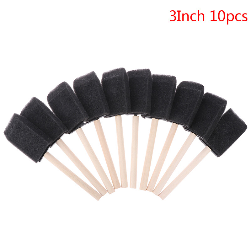 10Pcs Foam Sponge Brushes Wooden Handle Paint Drawing Craft Artist A'BI ...