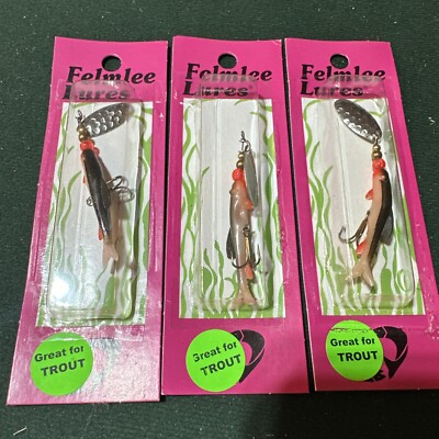 3 Vintage Felmlee Silver Blade Rubber Redfin Minnow Trout Spinner Lure ...