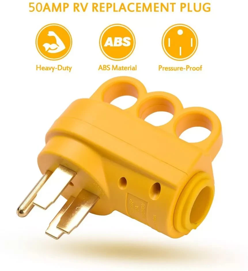 RV 50 AMP Male Replacement Power Cord Plug Heavy Duty Yellow w/ Handle ...