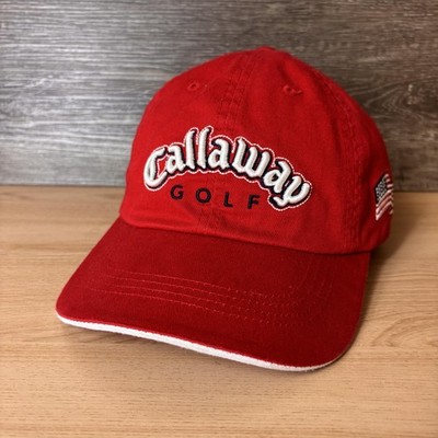 Callaway Golf Hat Cap Strap Back Mens Red White Embroidered American ...