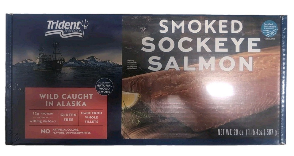 Trident Seafoods Wild Natural Wood Smoked Sockeye Salmon 20oz fillet BB ...