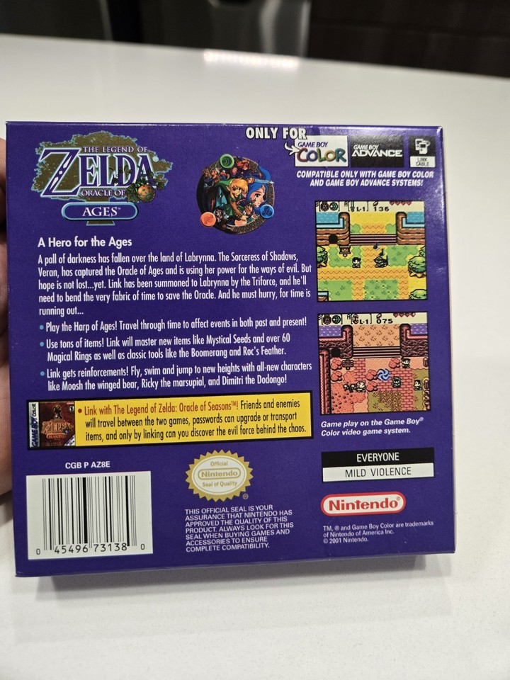 The Legend of Zelda Oracle of Ages Game Boy Color CIB 1st PRINT FOIL ...