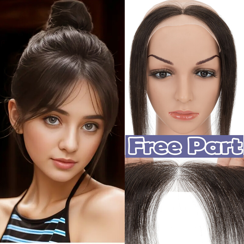 Women Forehead Hairline Toupee Human Hair Skin Lace Hairpieces Hair Topper Wigs | eBay
