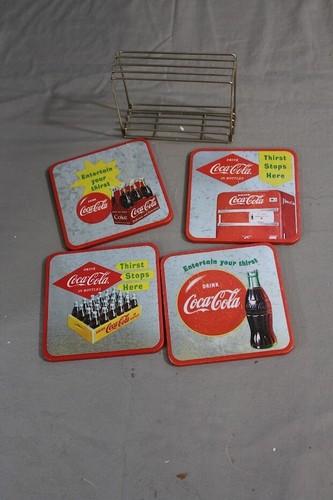 Coca Cola Coasters set of 4, with metal stand | eBay