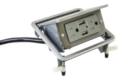 Hubbell WSBUSB2X2ALU Concealed Pop Up USB & 120V Outlet Receptacle NEW ...