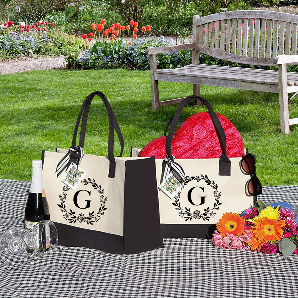 Canvas Letters Shoulder Bags Hit Color Simple Shopper Daily Handbags ...