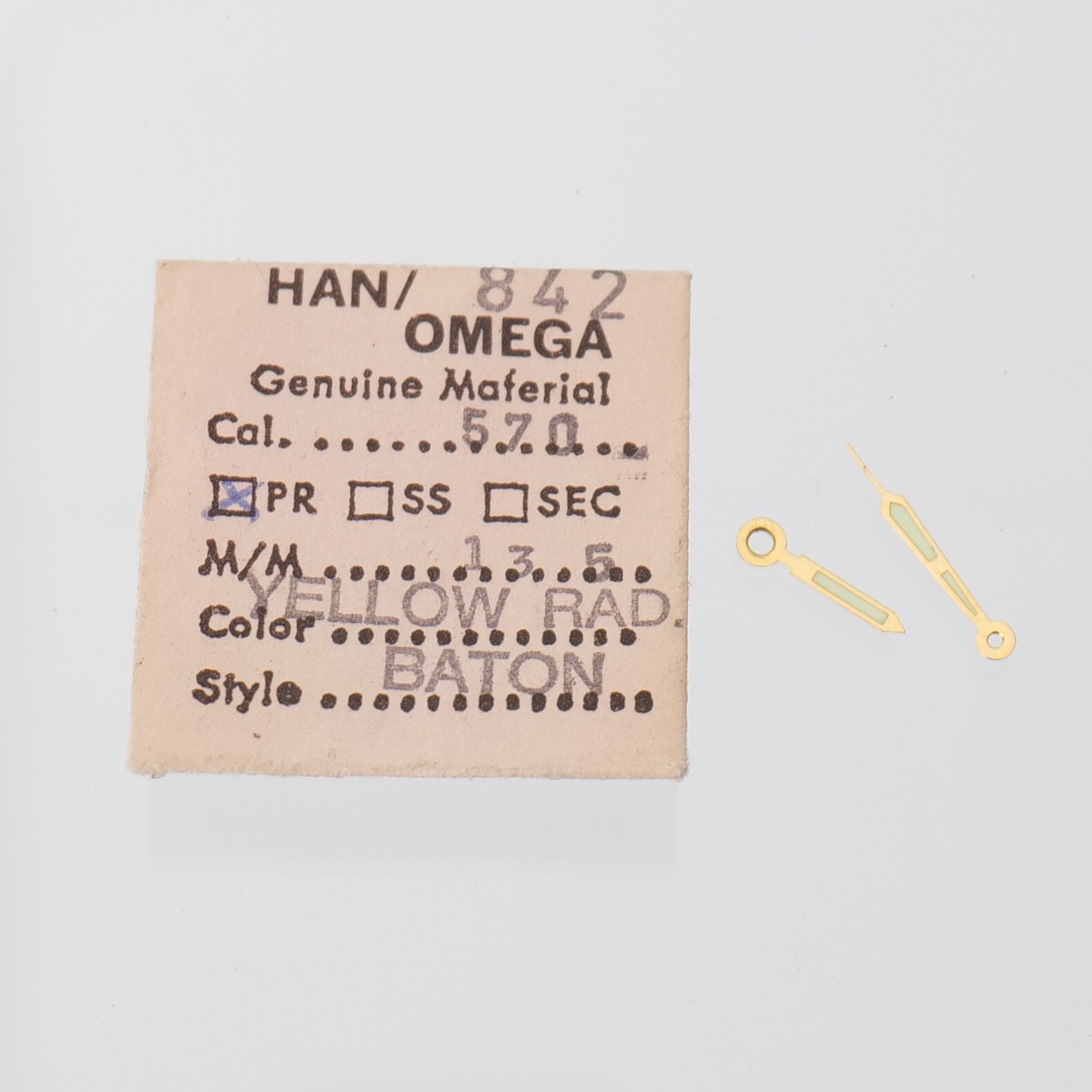 Genuine OMEGA 570 Wristwatch Yellow Rad Baton Hands Part Hour Minute ...