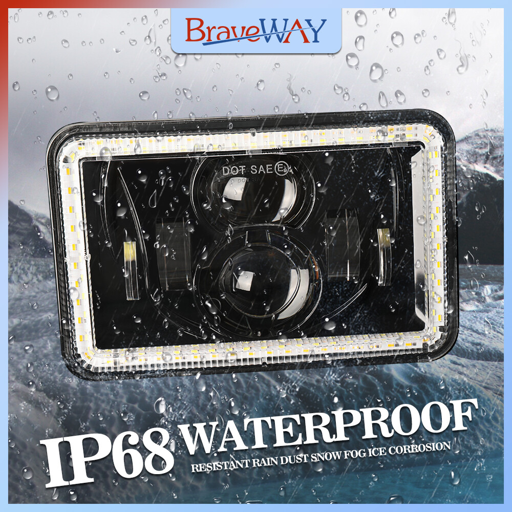 4X LED Headlights For Freightliner FLD120 FLD112 4x6'' Light Hi/Lo ...