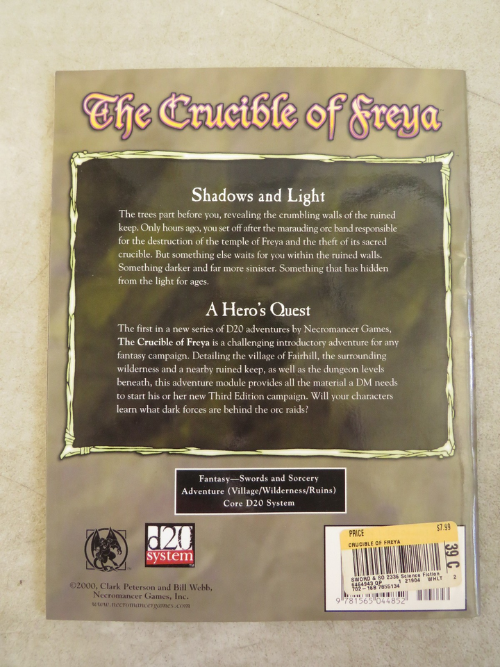 2000 Sword & Sorcery The Crucible Of Freya W1 D20 Dungeons & Dragons ...