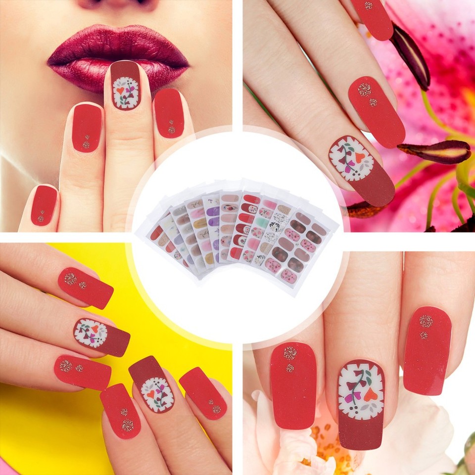 1 Set Nail Full Cover Stickers Fingernail Wraps Manicure Art Nail ...