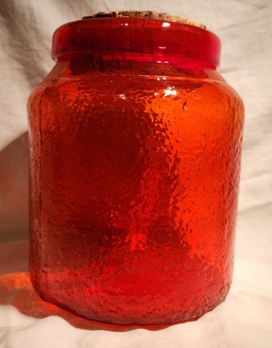 VINTAGE PILGRIM BLENKO AMBERINA ART GLASS CANISTER W STOPPER MID ...