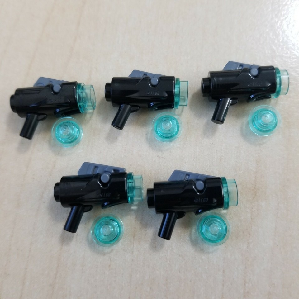 Lego Star Wars - x5 Black Mini Blasters w/ Light Blue Studs Shooter Gun ...