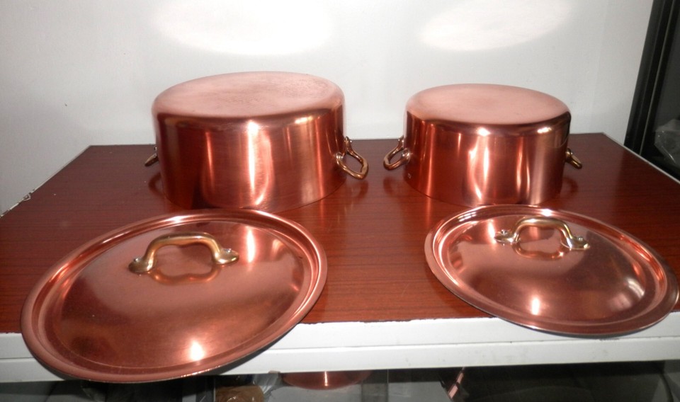 2 STOCK POT copper pot stew pans stainless steel mauviel m150 made in ...