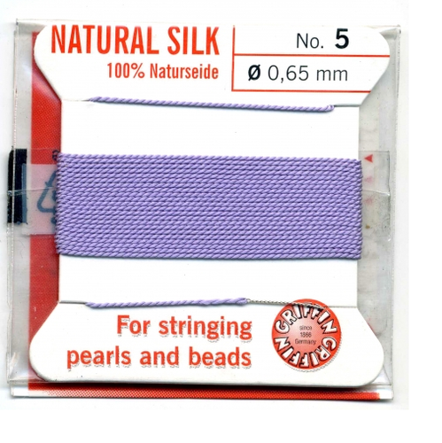 LILAC SILK THREAD 0.65mm STRINGING PEARLS & BEADS GRIFFIN SIZE 5 ...