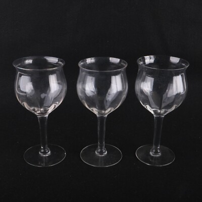 3 Clear Glass Linear Pattern Goblet Wine Cups | eBay