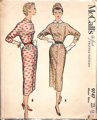 Vintage 1950s McCall’s Dress Sewing Pattern - 9747 - Bust 30 - UC FF | eBay