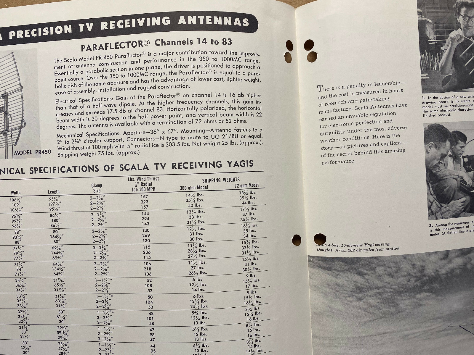 Vtg SCALA Radio Co Brochure ~ TV Antennas PR-450 Paraflector 1960s | eBay