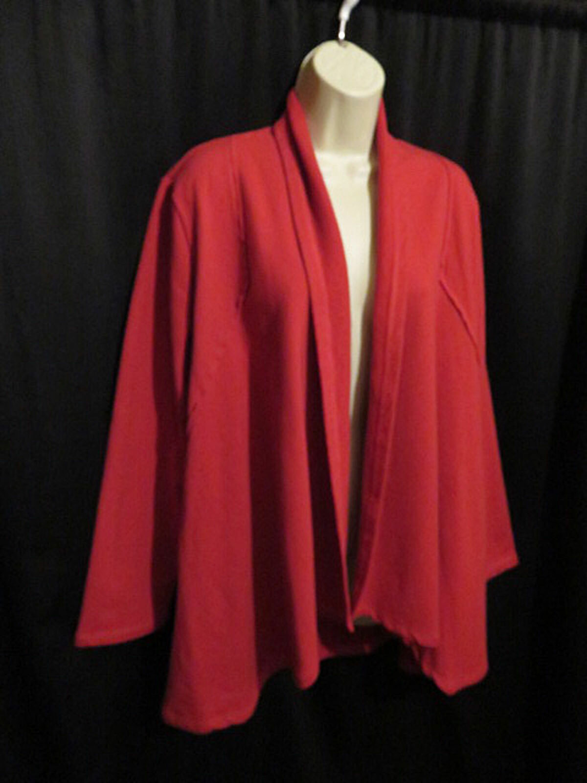 Habitat Red Open Face Jacket Artsy Stretchy Cotton Knit Asymmetrical ...