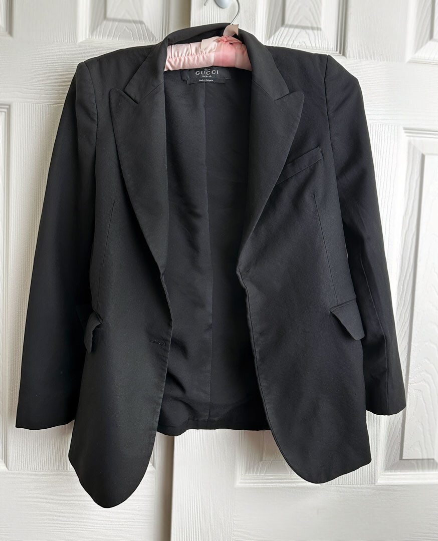Gucci Womens Signature Uniform Black Wool Suit Jacket… - Gem