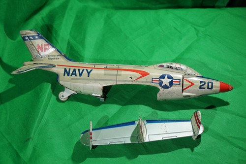 Vintage Etco Japan Tin Fighter Jet Plane (Incomplete) | eBay