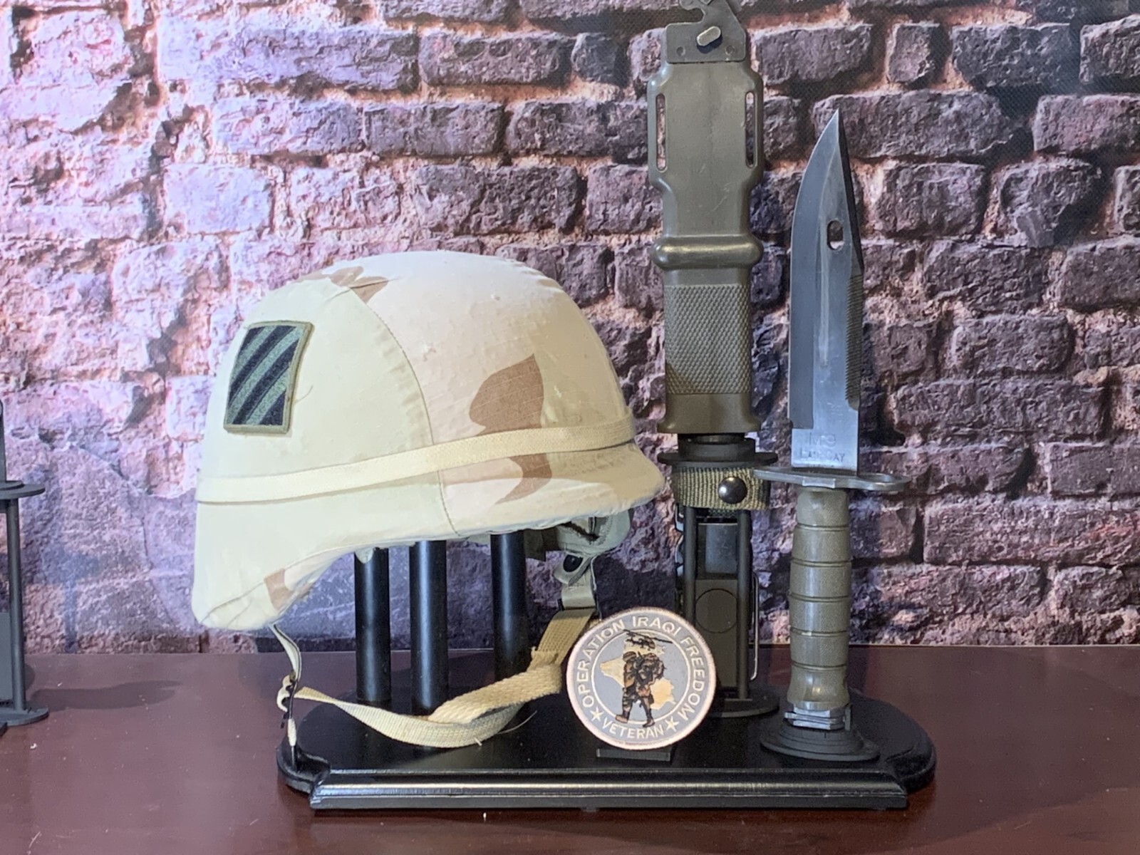 14" Combination Helmet/Bayonet Display Stand - All Black Finish- Custom ...