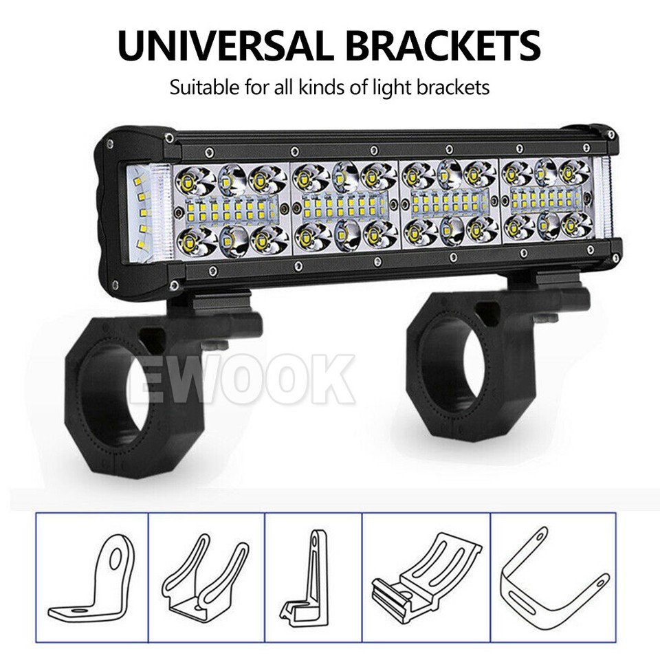 2PCS Bullbar Mounting Bracket Kit 48 50mm Clamp LED Work Light Bar Tube ...