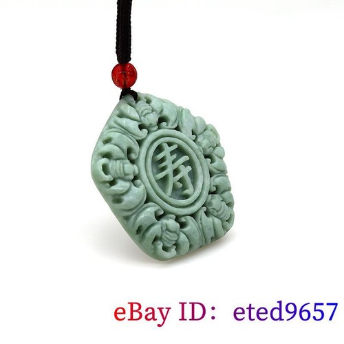 Jade Bat Pendant Natural Green Charm Talismans Jewelry Necklace Chinese ...