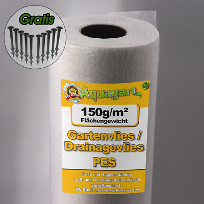 Unkrautvlies Gartenvlies Geovlies Geotextil Vlies Drainagevlies 150g 1m ...