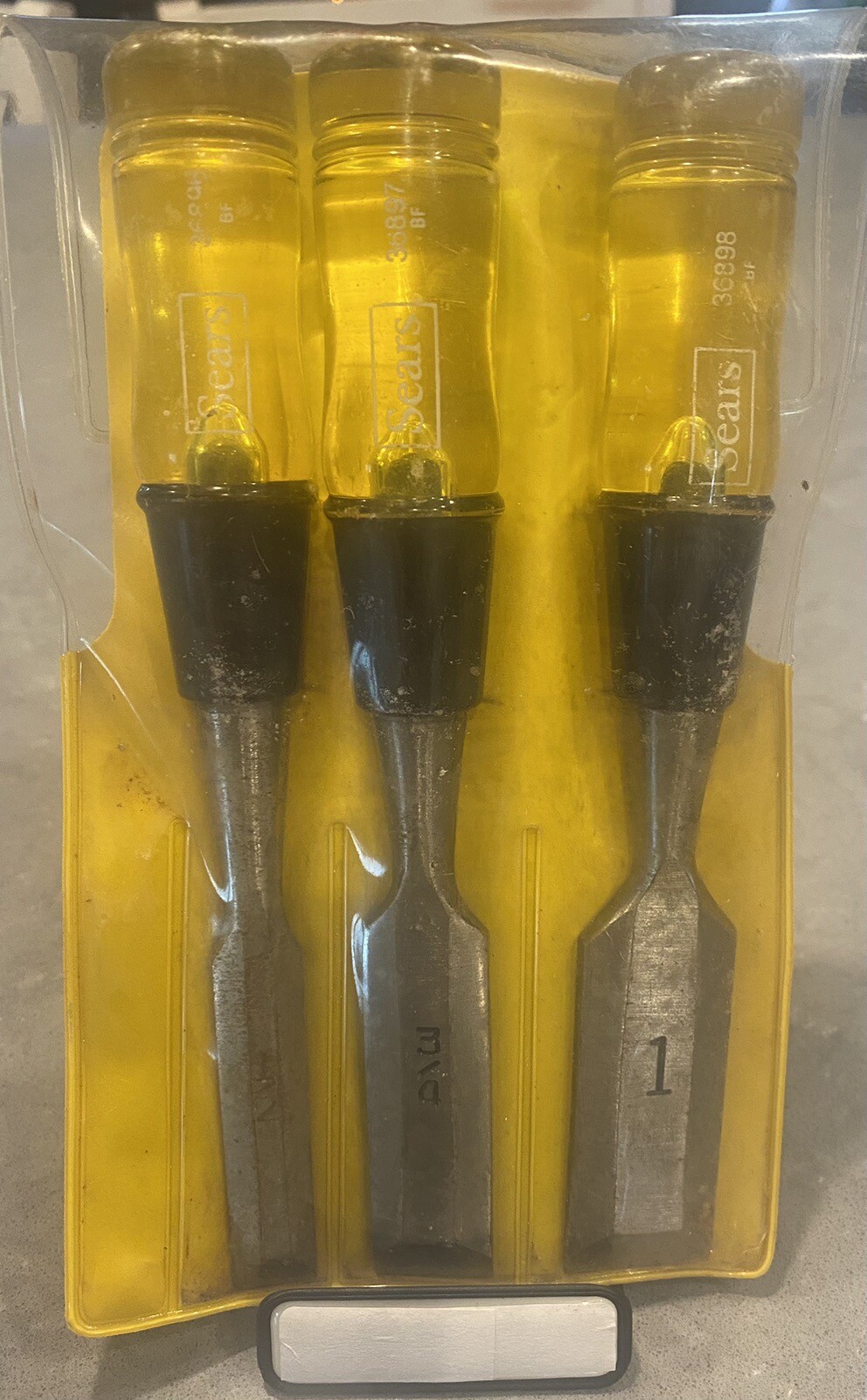 VINTAGE SEARS 36891 3 PCS WOOD CHISEL SET 1” 36898 3/4” 36897 1/2 ...