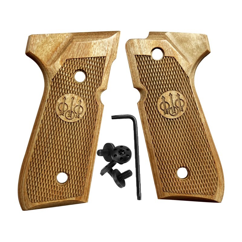 Beretta Grip 92/96 Series Full Size 92FS/92F Checker Wood Grips W/Screw ...
