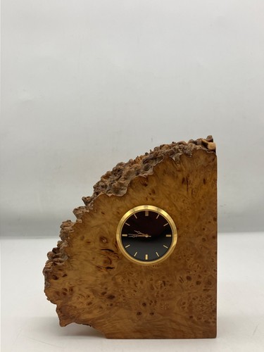 Vintage Charles Elkan Burl Wood Block Clock | eBay
