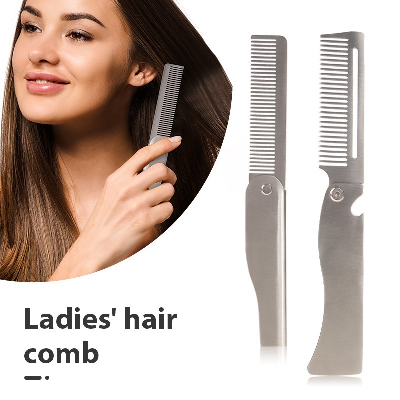 Folding Pocket Beard Combs Portable Steel Combs Hair Styling Comb ...
