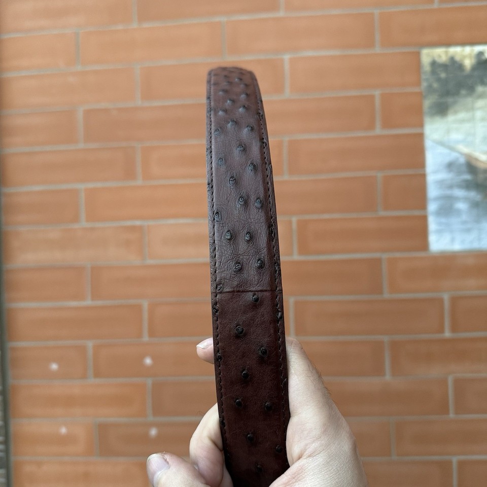 NEW Tecovas Men's OSTRICH Size 36 Belt Snap-Buckle Enclosure Mahogany ...