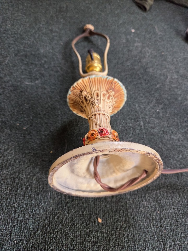 Antique Cast Metal Lamps Victorian Ornate Base Table Light Bureau,Hand Painted | eBay