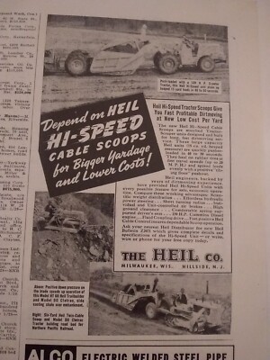 1942 Heil Co. Ad: TT 60 Trailbuilder w/ CLETRAC Model DD Tractor, Cable ...