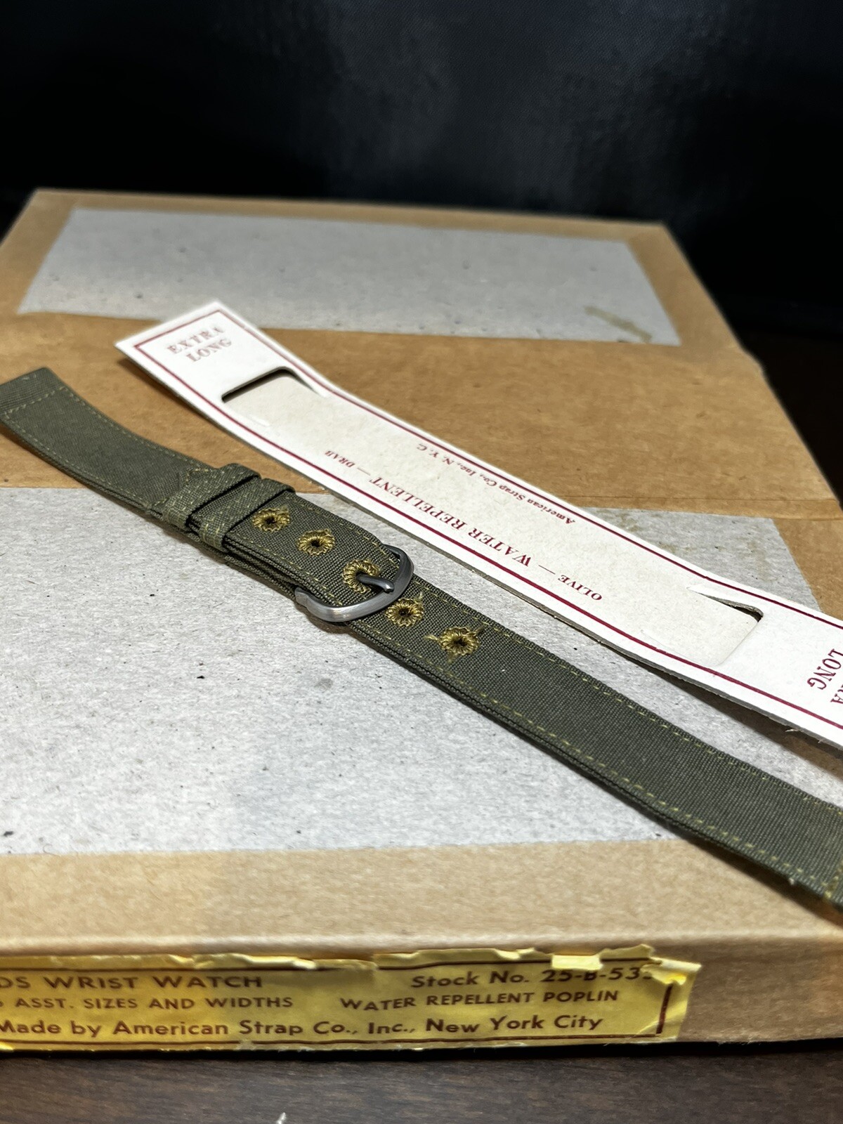 Vintage WW2 NOS US Military Issue XLONG Watch Band 16mm 5/8" Gray ...