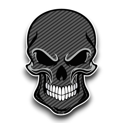 Gothic Biker Skull With Carbon Fibre Fiber Effect Vinyl Sticker Decal ...