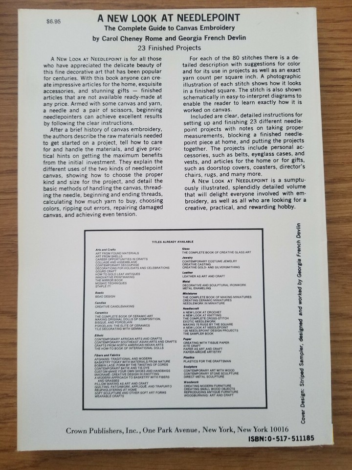 A New Look at Needlepoint by Carol Cheney Rome 1982 Paperback Canvas ...